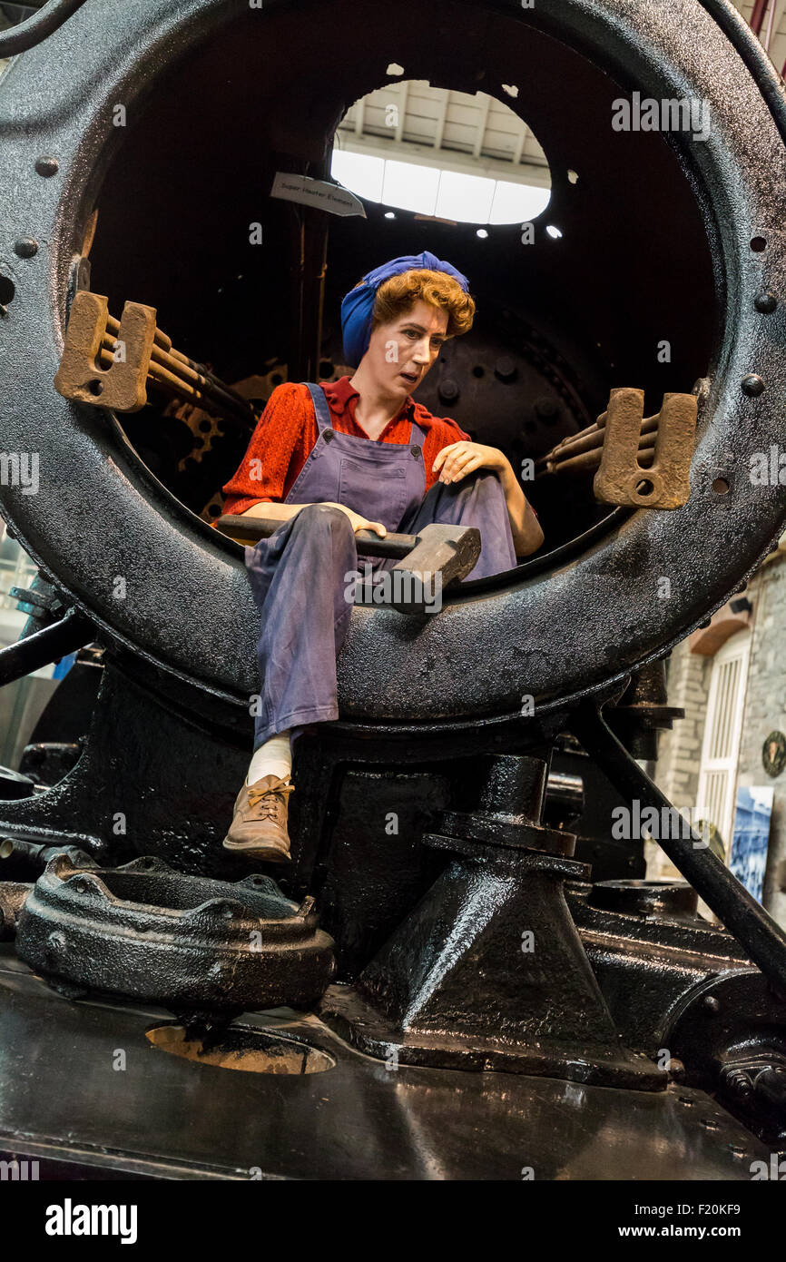 Museum of the Great Western Railway works seated female mannequin in ...