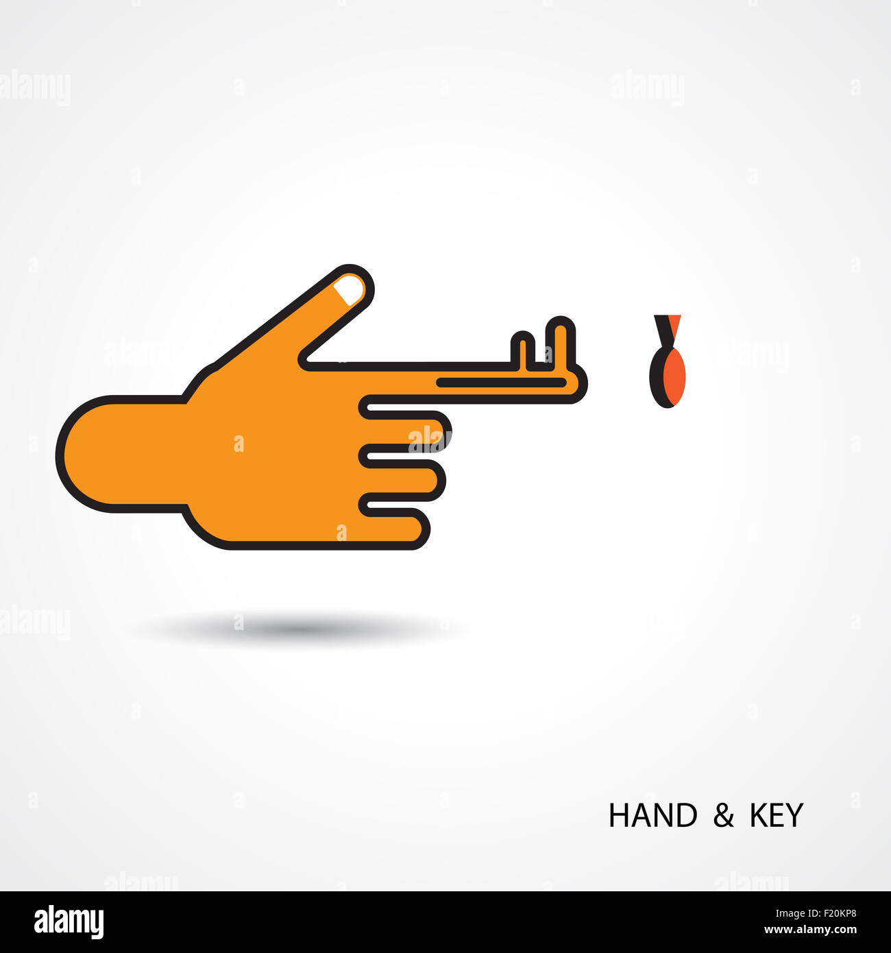 Creative key and hand icon abstract logo design template. Corporate ...