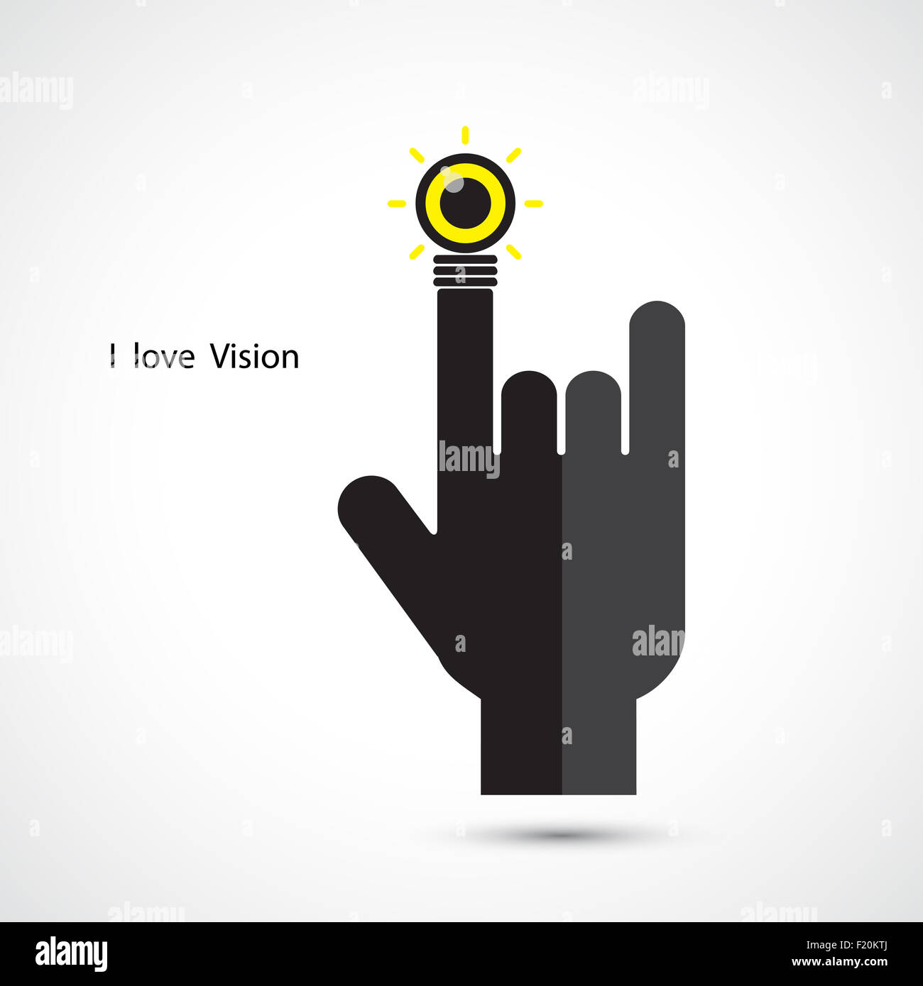 Creative light bulb and hand icon abstract design. I love vision ...