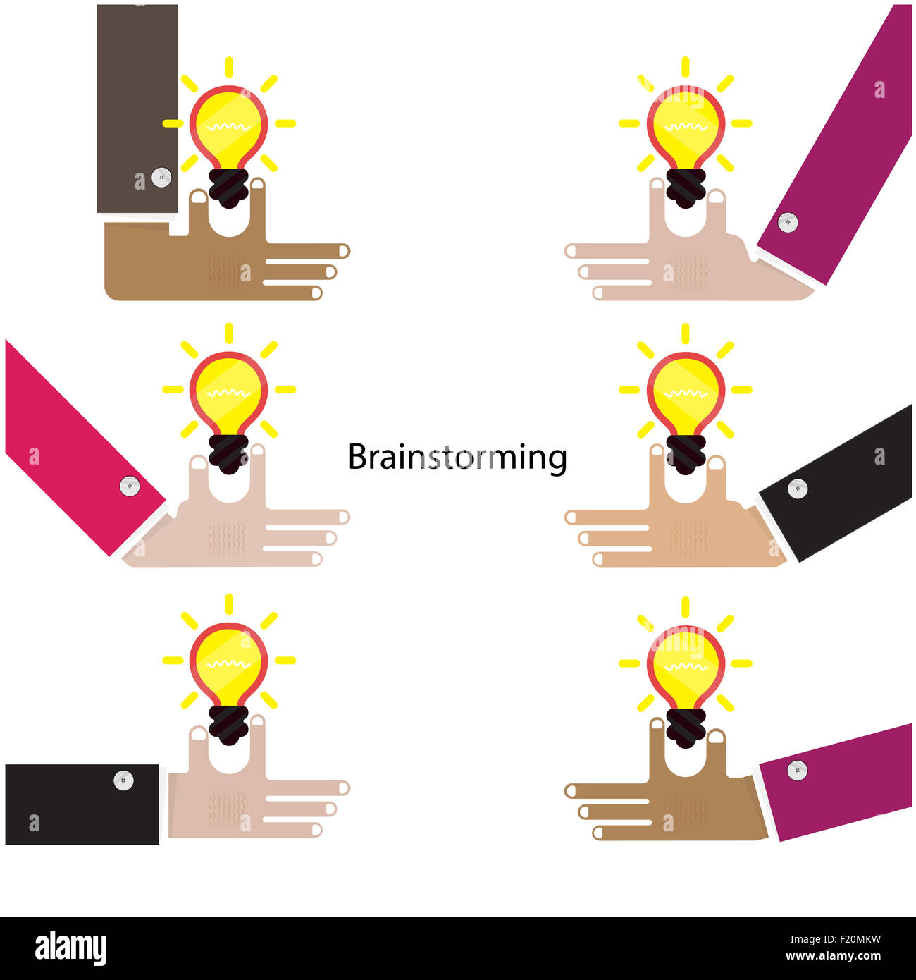 Brainstorming concept.Teamwork and partnership symbol. Creative light ...