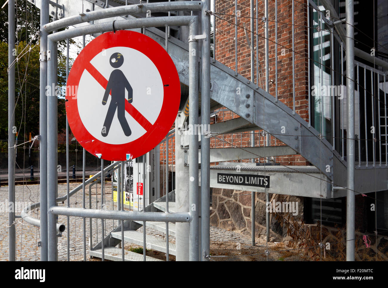 Beyond Limits - no entry sign. Strange wording and locked gate to ...