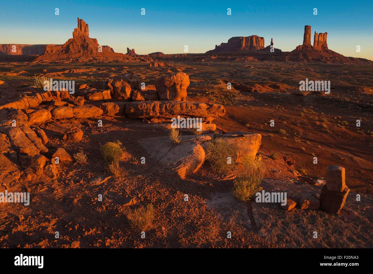 United States, Arizona, Monument Valley Navajo Tribal Park, The Mittens ...