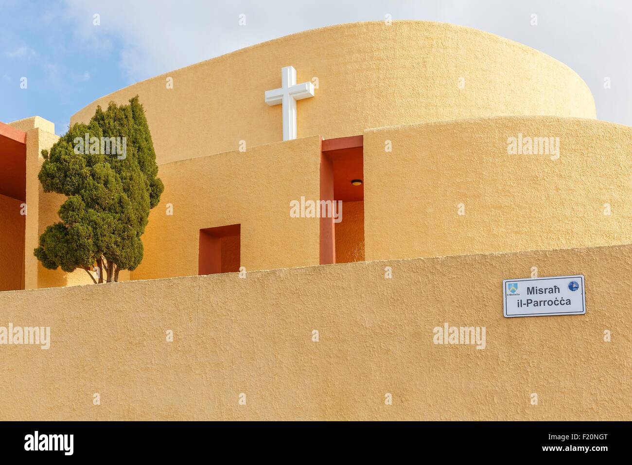 Malta, Manikata, main facade of a modern church Stock Photo - Alamy