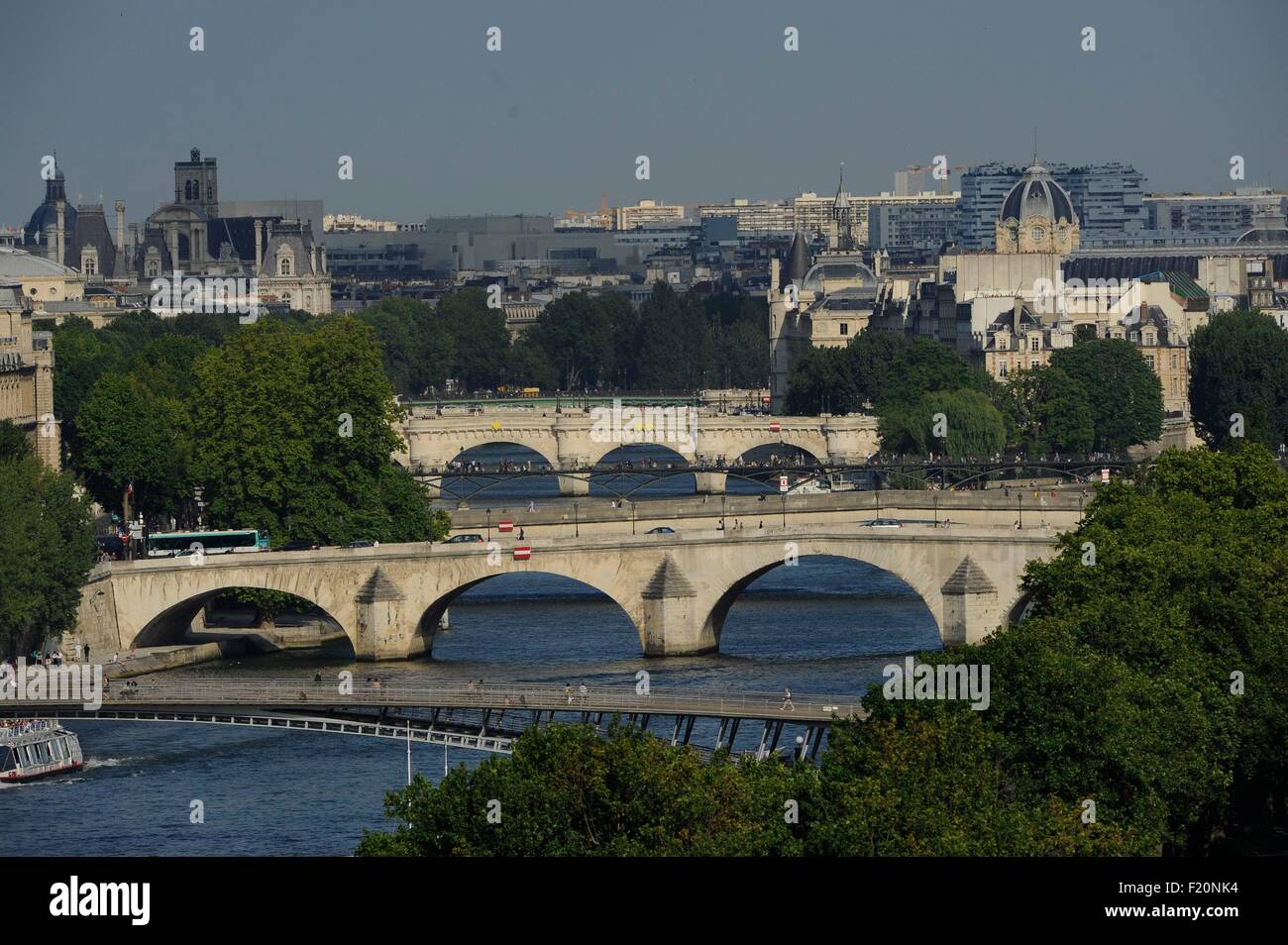 France, Paris, Seine and bridges, in the foreground, Solferino gateway ...