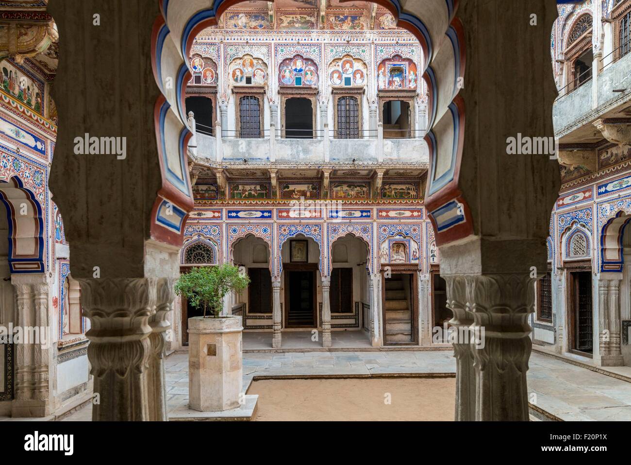 India, Rajasthan state, Shekhawati region, Nawalgarh, Morarka Haveli ...