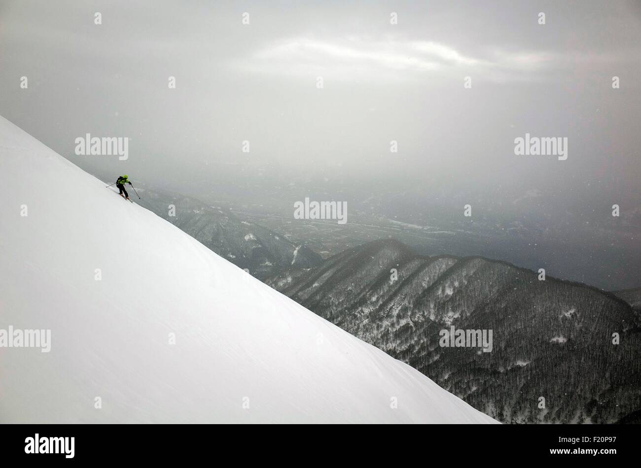 Switzerland, Ticino, Locarno, ski touring across abandoned villages to ...