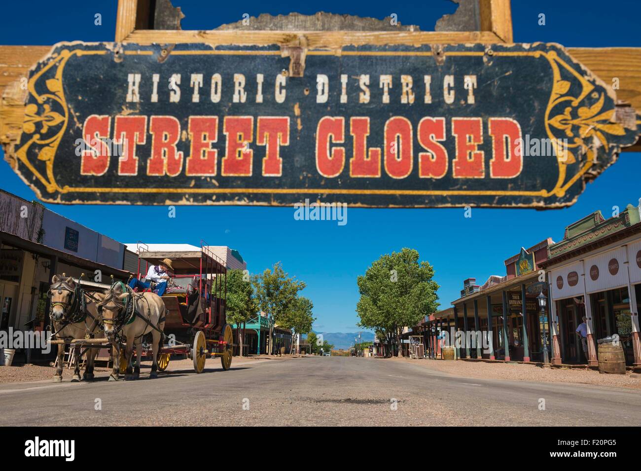 United States, Arizona, Tombstone, historic district, entrance sign ...