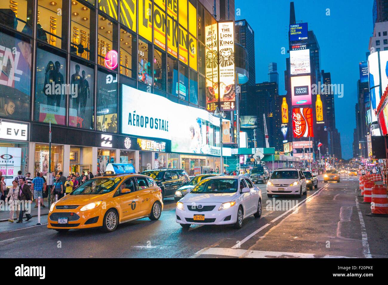 United States, New York City, Manhattan, Times Square, illuminated ...