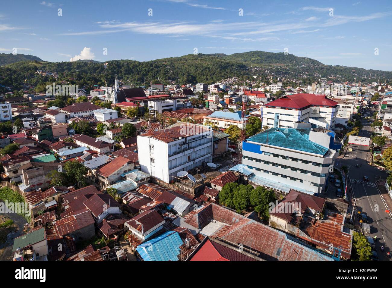 Indonesia, Maluku province, Ambon island, Ambon City, view on the city ...