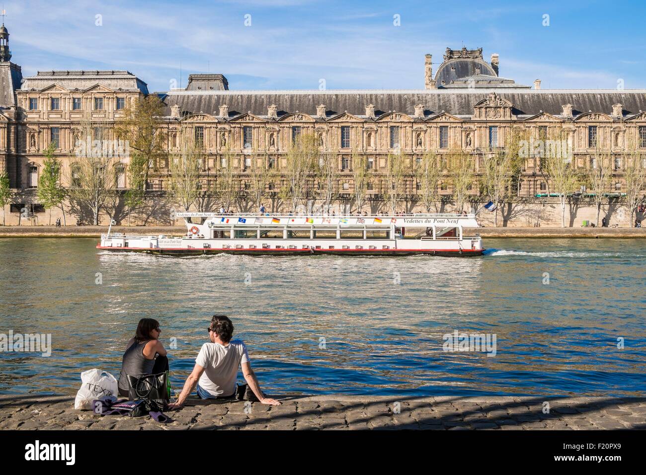 France, Paris, Ile de la Cite, the dock face clock at the Louvre Stock ...