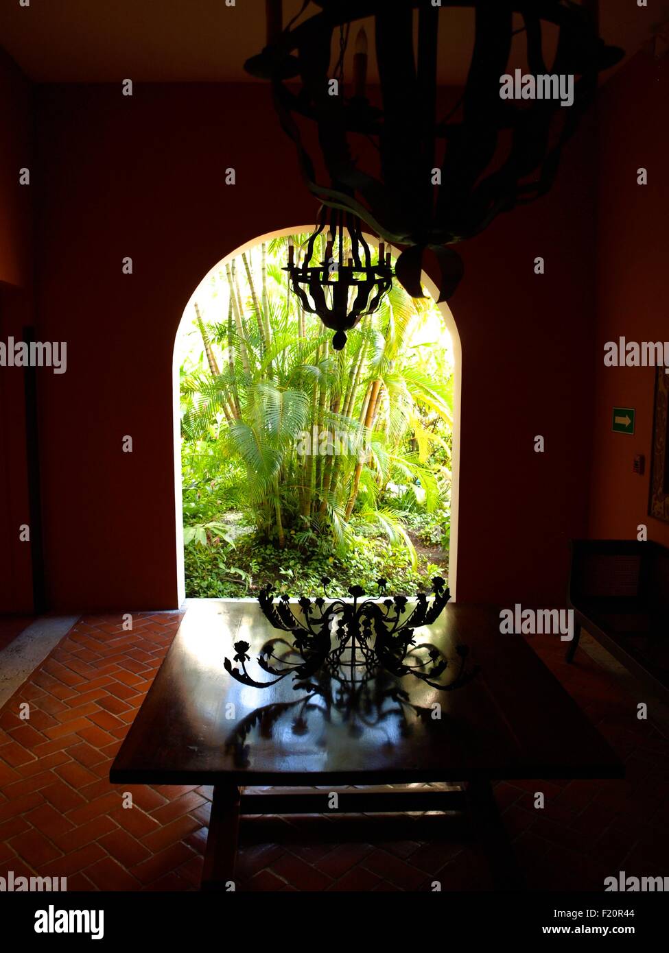 View of plants from the indoor of a Colonial-era building in the ...