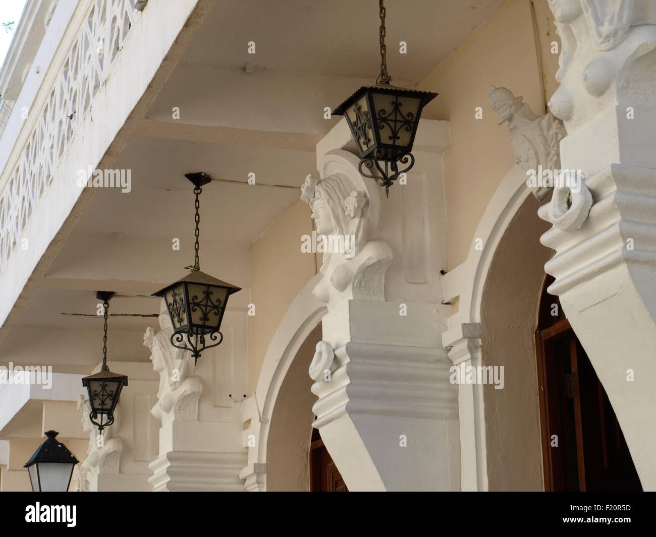 Exterior architectural detail in the Colonial Zone Stock Photo - Alamy