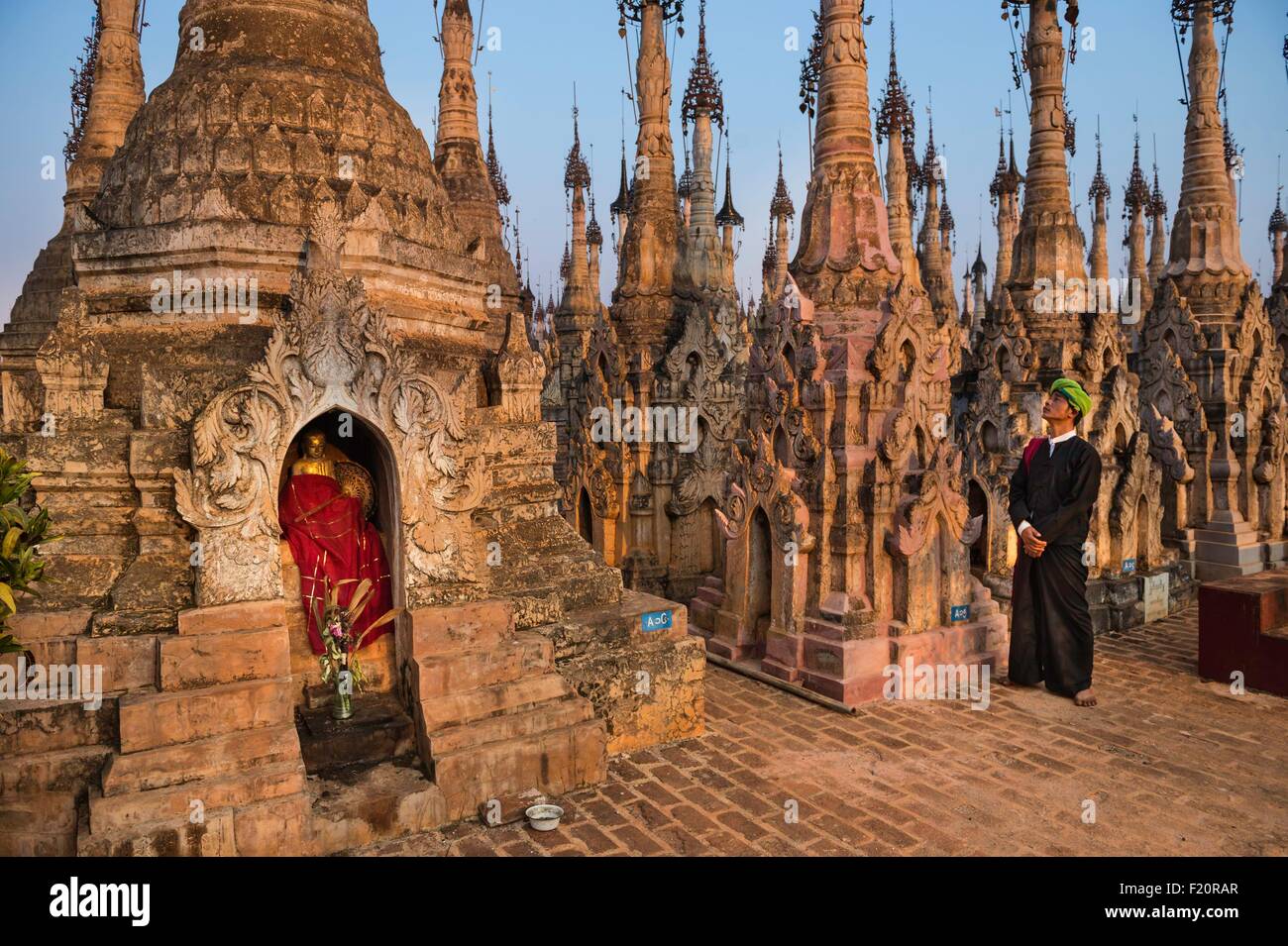 Myanmar (Burma), Shan state, Pao's tribe, Kakku, Kakku's pagoda with ...