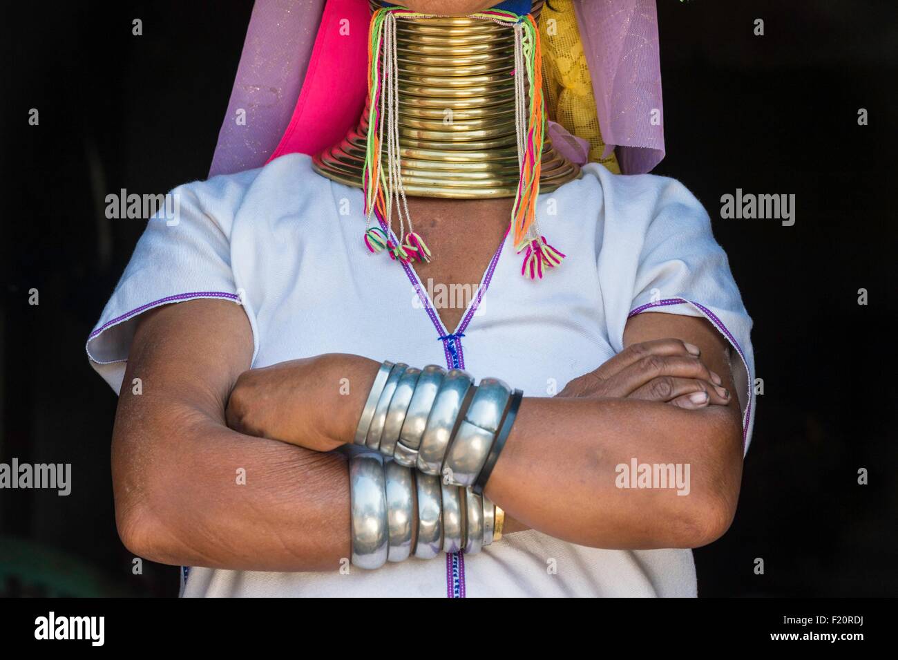 Myanmar (Burma), Kayah state, Kayan tribe (Padaung), Loikaw area, Kon Ta, Moe Su a woman named ...