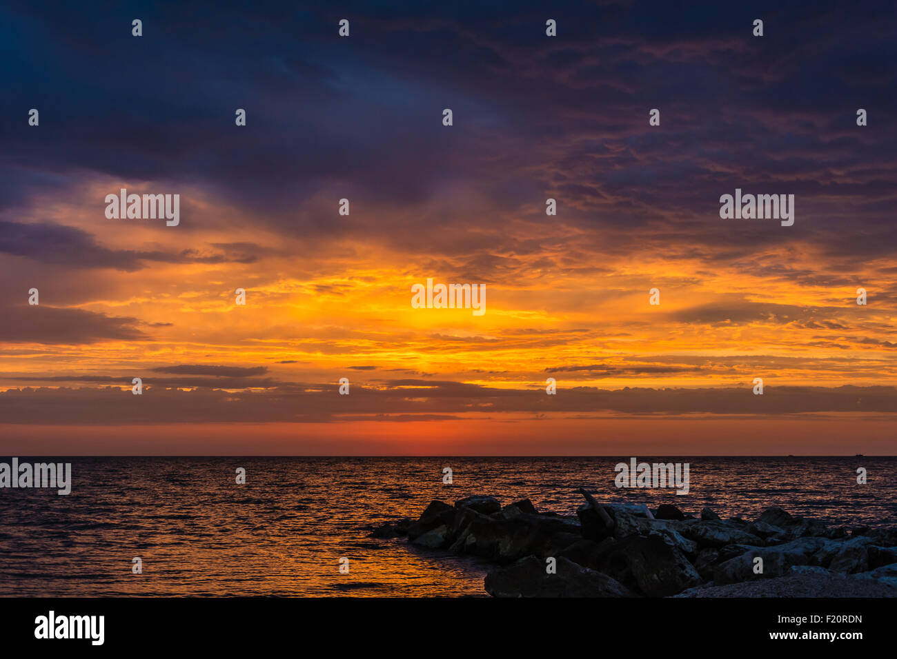 late summer dawn with a cloudy and warm sky Stock Photo - Alamy