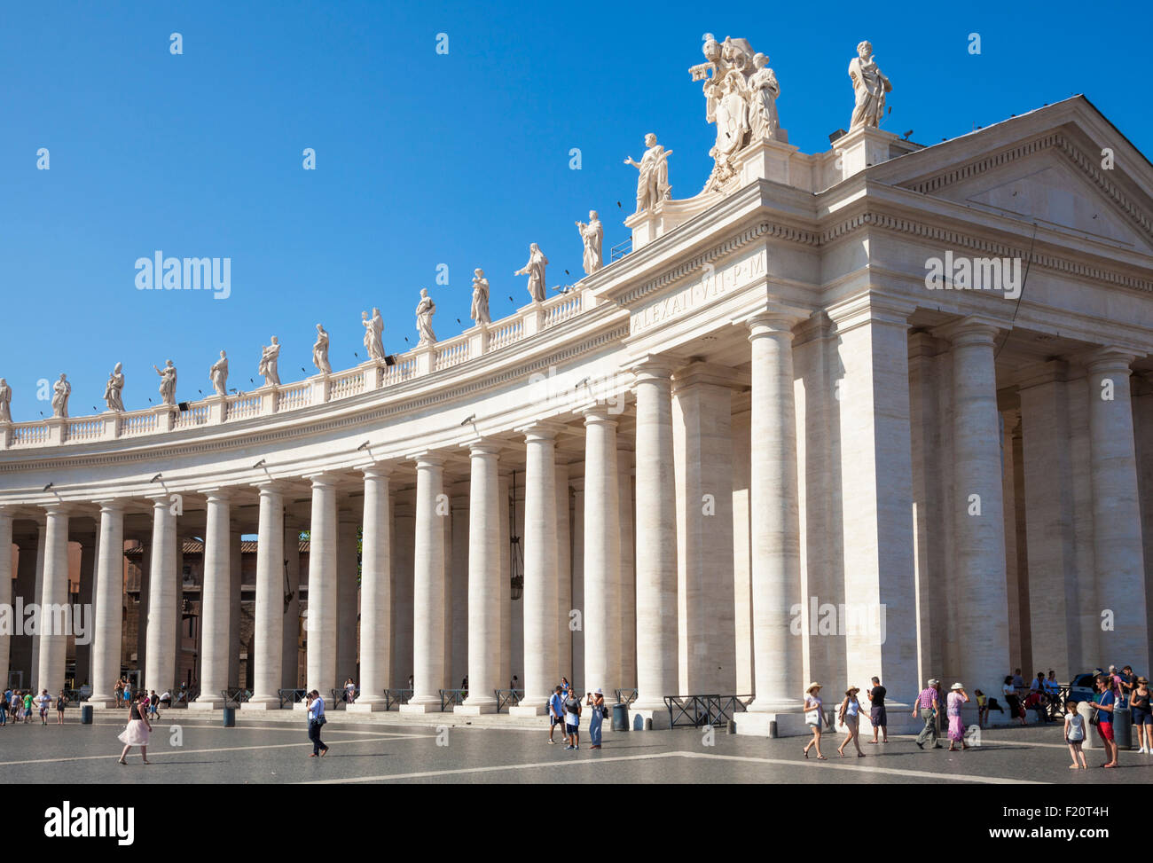 Columns surrounding St Peters Square and St Peters Basilica Vatican ...