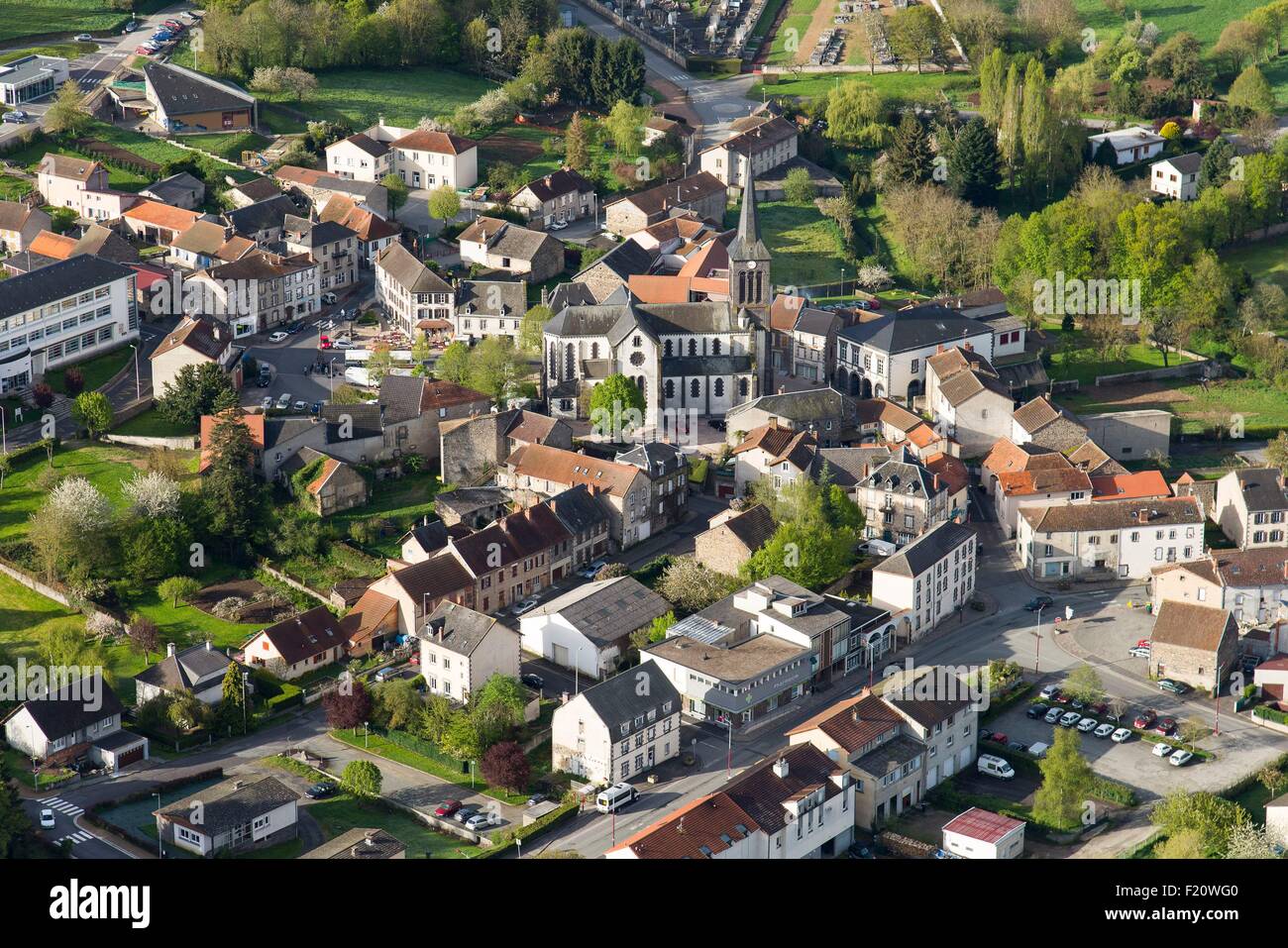 France, Puy de Dome, Combrailles, Manzat (aerial view Stock Photo - Alamy
