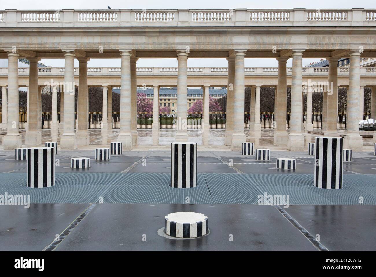 France, Paris, Palais Royal (Royal Palace) Daniel Buren's work of art ...
