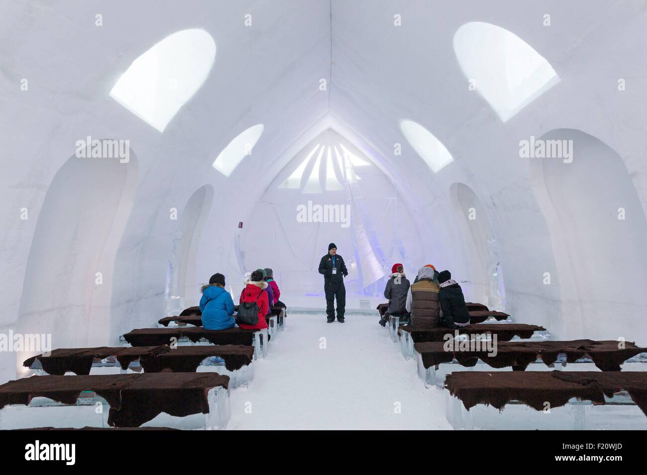 Canada, Quebec province, Quebec City, the Ice Hotel, the chapel Stock ...