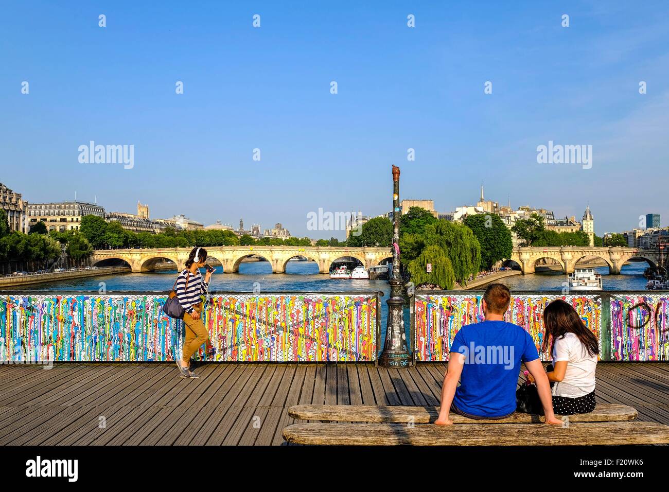 France, Paris, area listed as World Heritage by UNESCO, the Passerelle ...