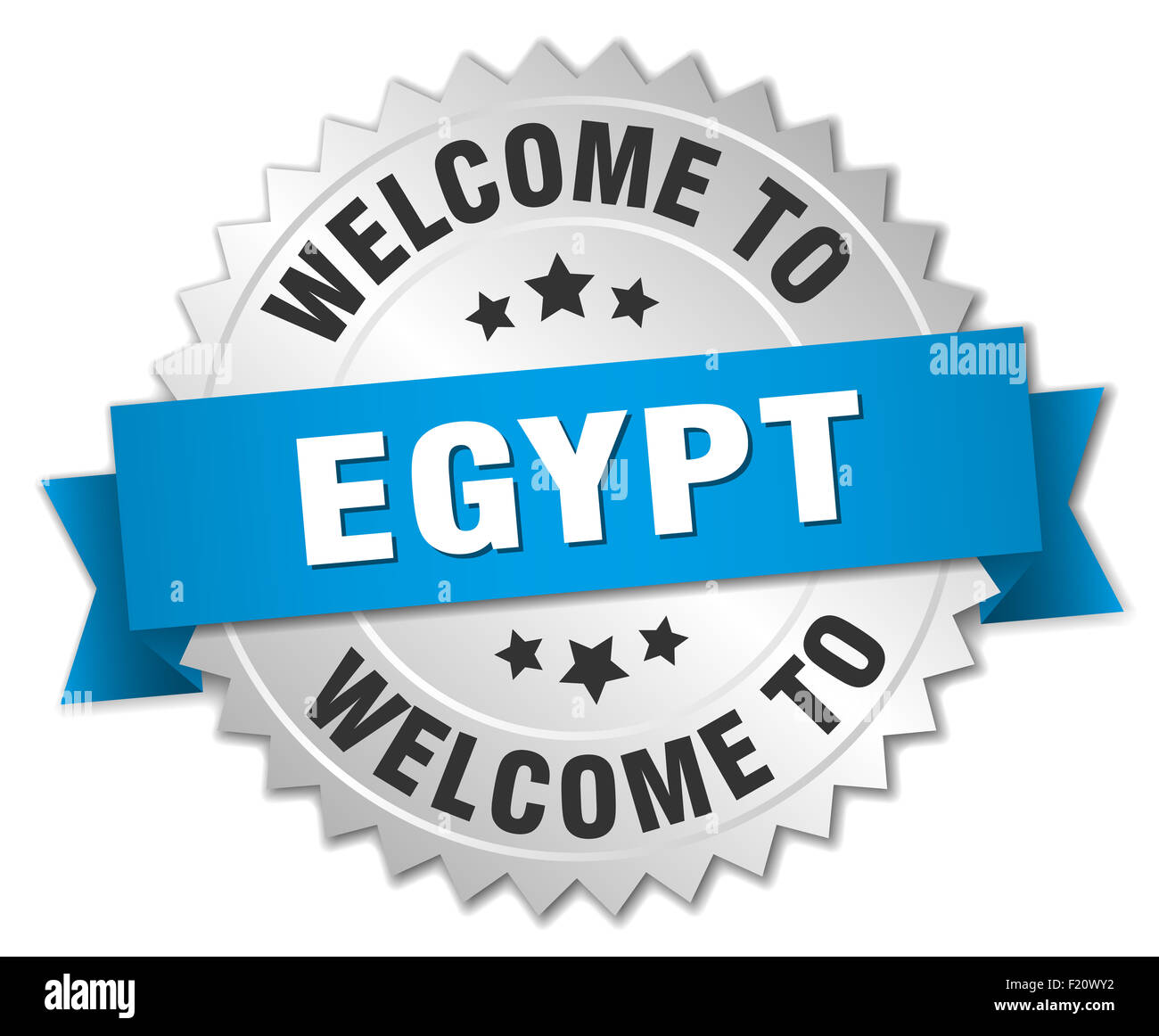 Egypt 3d silver badge with blue ribbon Stock Photo - Alamy