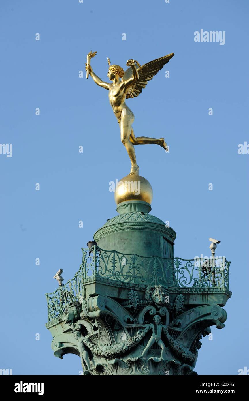 France, Paris, The Genius of the Bastille, The Genius of la Liberte is ...