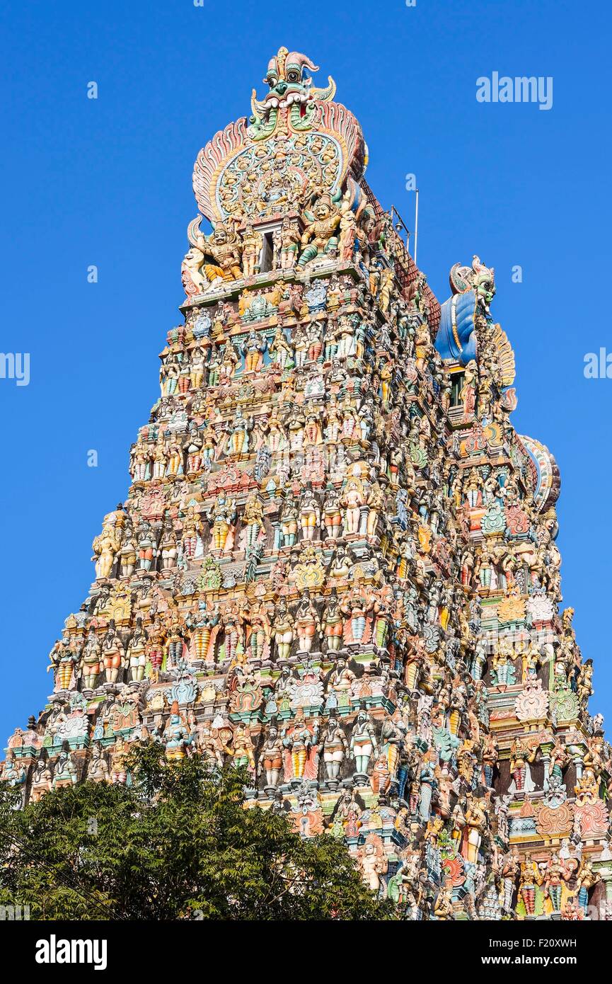 India, Tamil Nadu state, Madurai, the dravidian temple of Sri Meenakshi ...