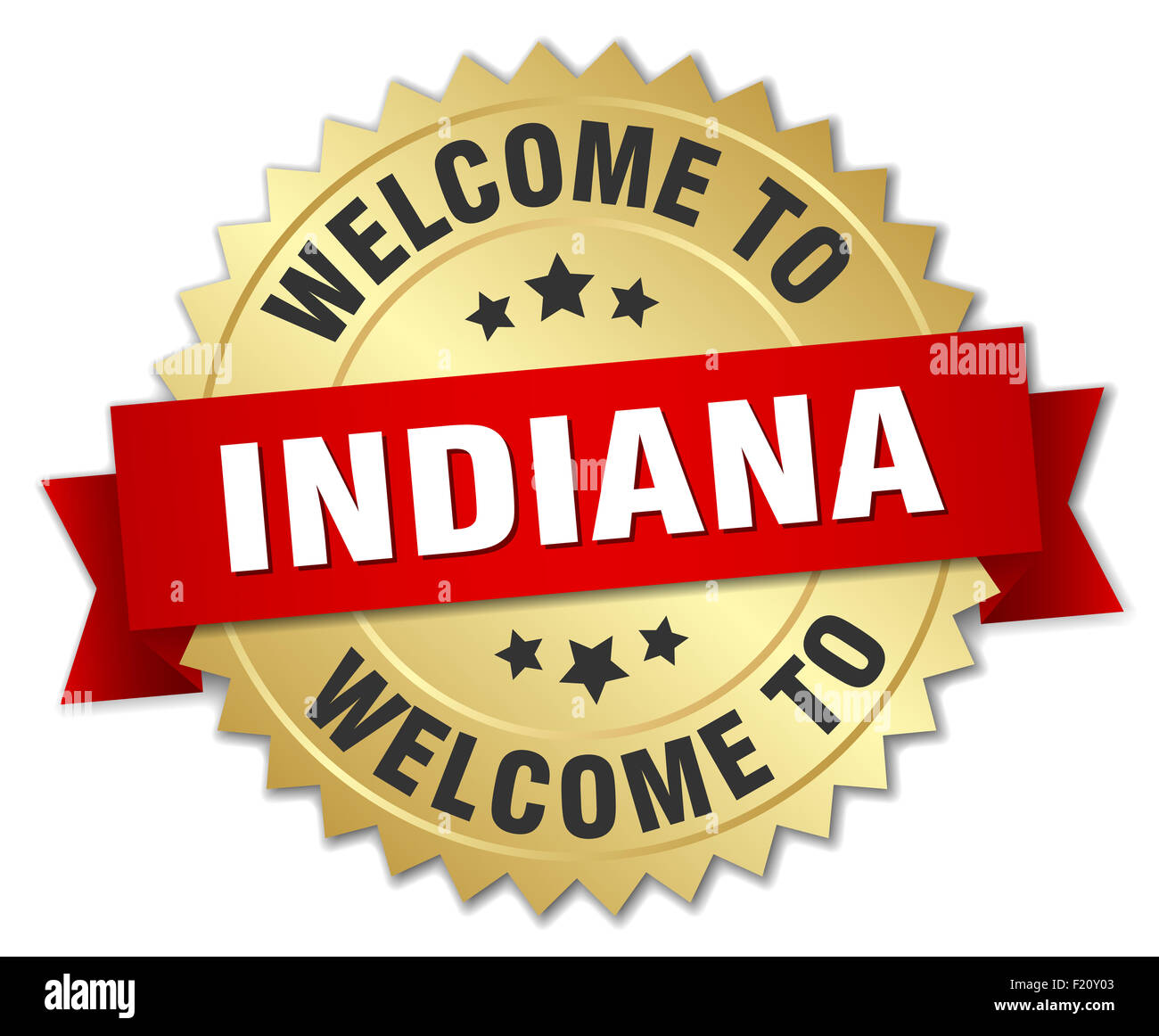 Indiana 3d gold badge with red ribbon Stock Photo - Alamy