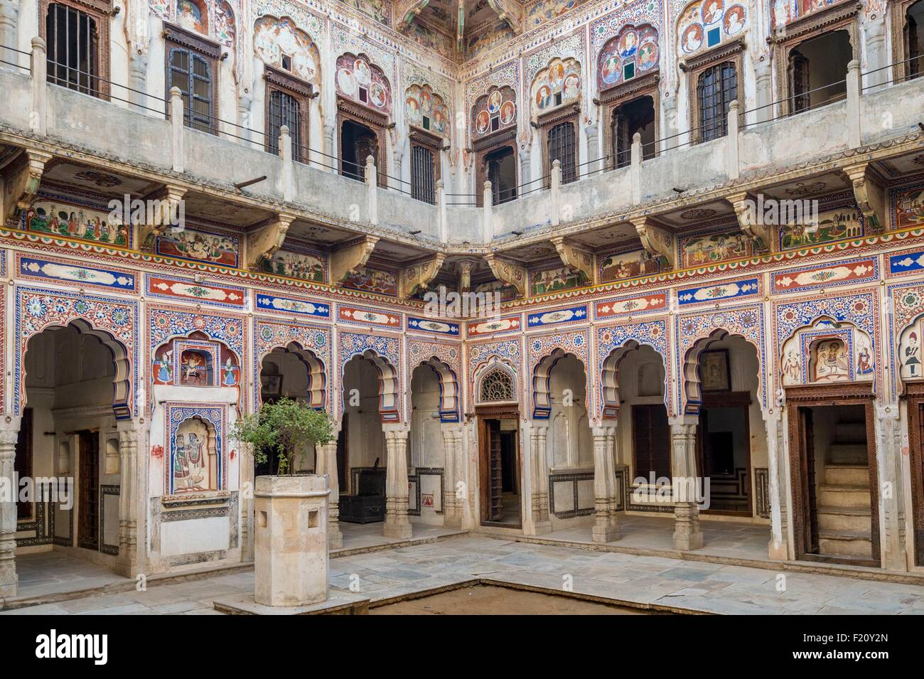 India, Rajasthan state, Shekhawati region, Nawalgar, Morarka Haveli ...