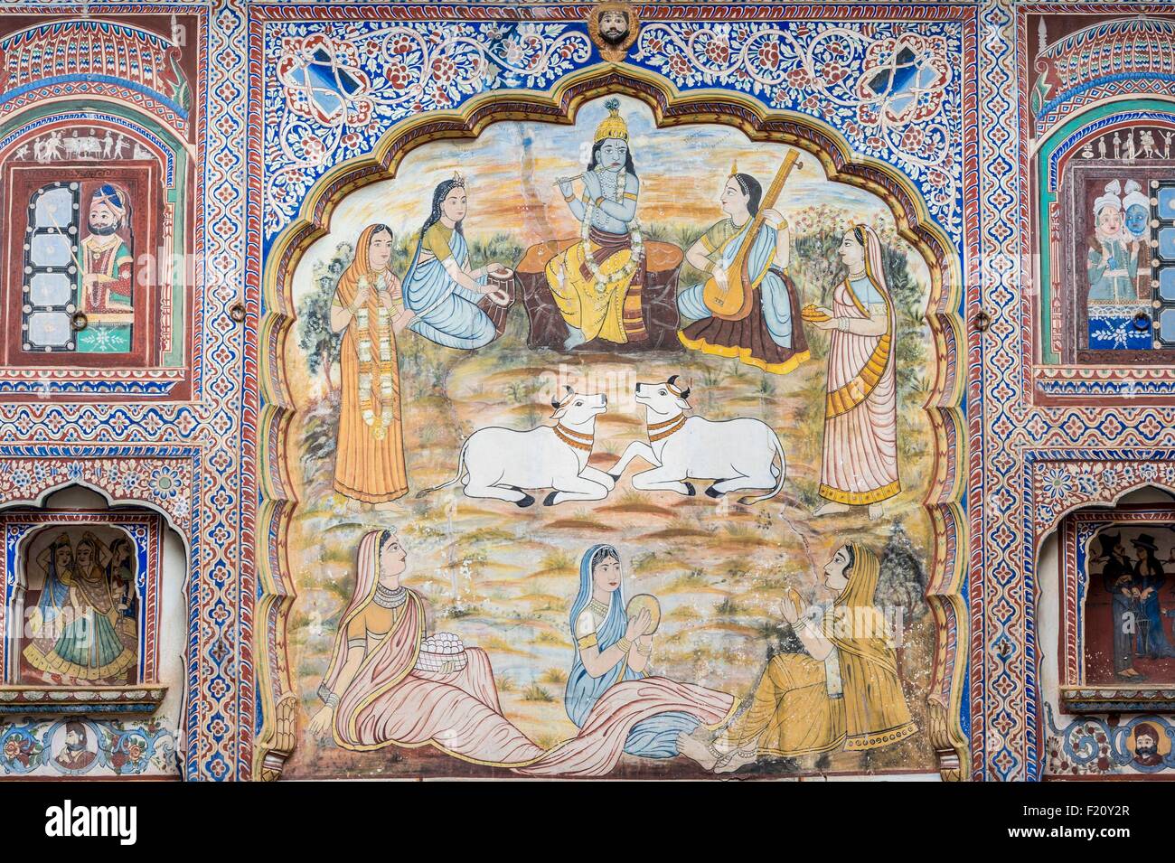 India, Rajasthan state, Shekhawati region, Nawalgar, Podar Haveli Stock ...