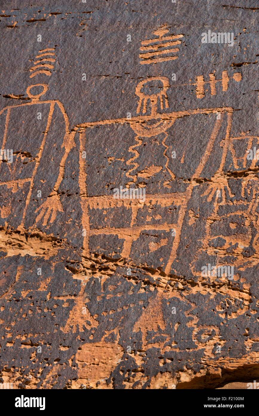 United States, Utah, Bluff, Butler Wash, petroglyphs Stock Photo - Alamy