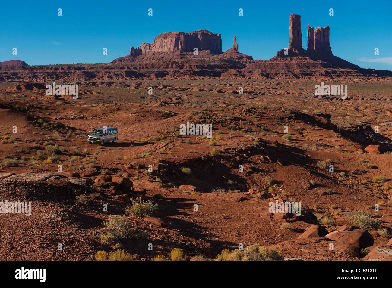 United States, Arizona, Monument Valley Navajo Tribal Park, The Mittens ...