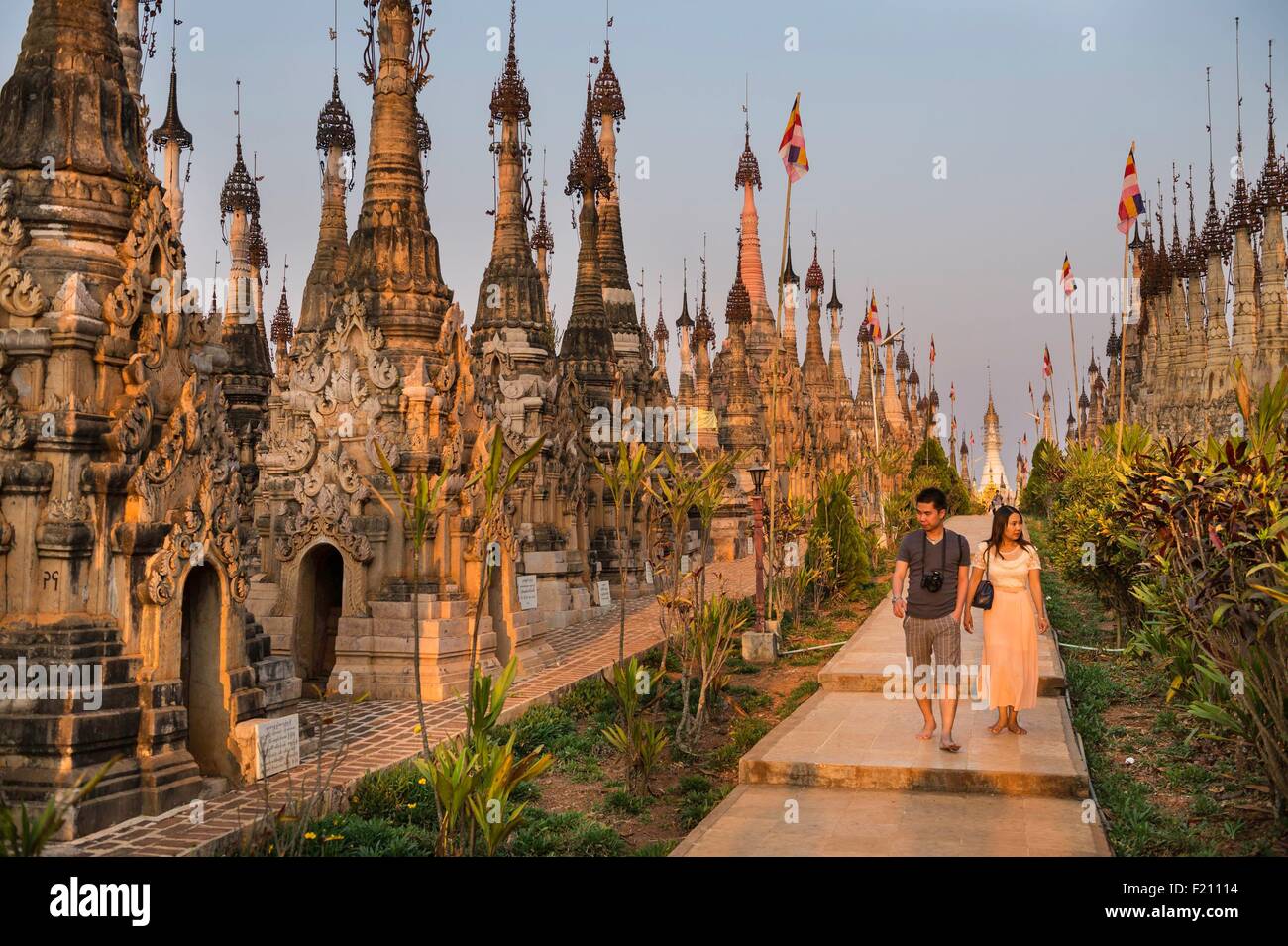 Myanmar (Burma), Shan state, Pao's tribe, Kakku, Kakku's pagoda with ...