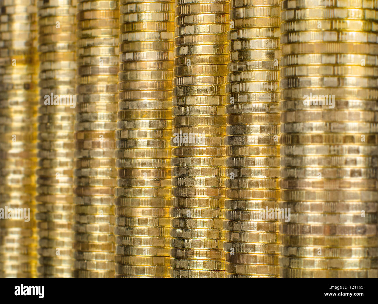 background of very many rouleau gold monetary or change coin Stock ...