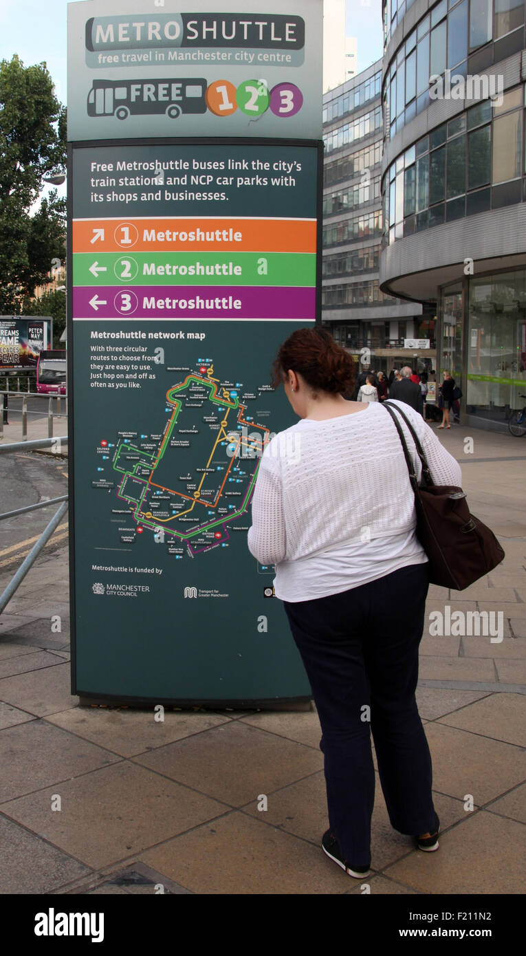 Manchester Metroshuttle Map outside Piccadilly Station Stock Photo - Alamy