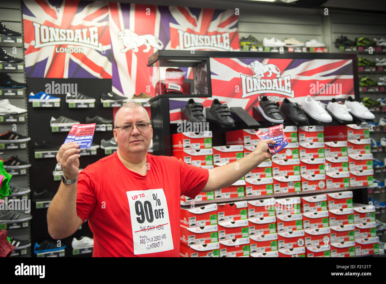 Shirebrooke, UK. 09th Sep, 2015. Jim Griffiths inside the Sports Direct ...