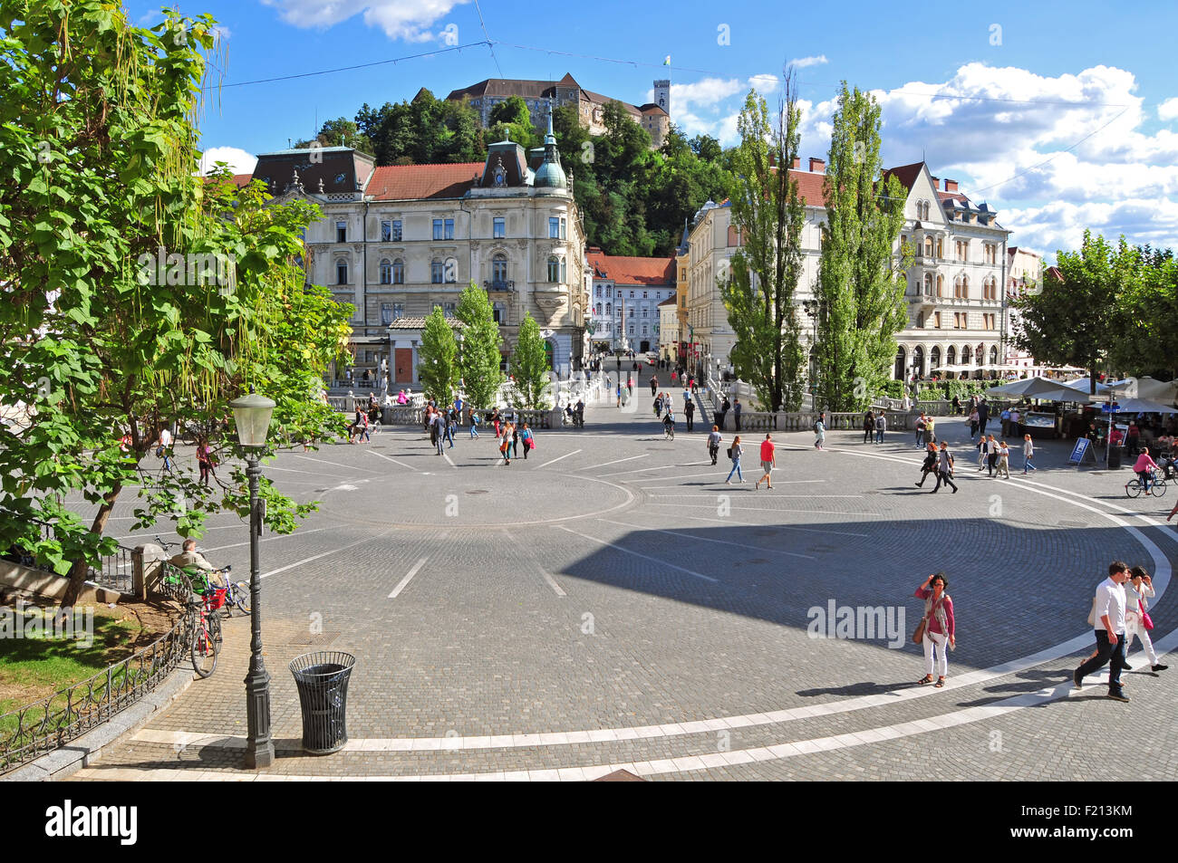 Ljubljana, Slovenia - September 7, 2015 - Presern square and Ljubljana ...