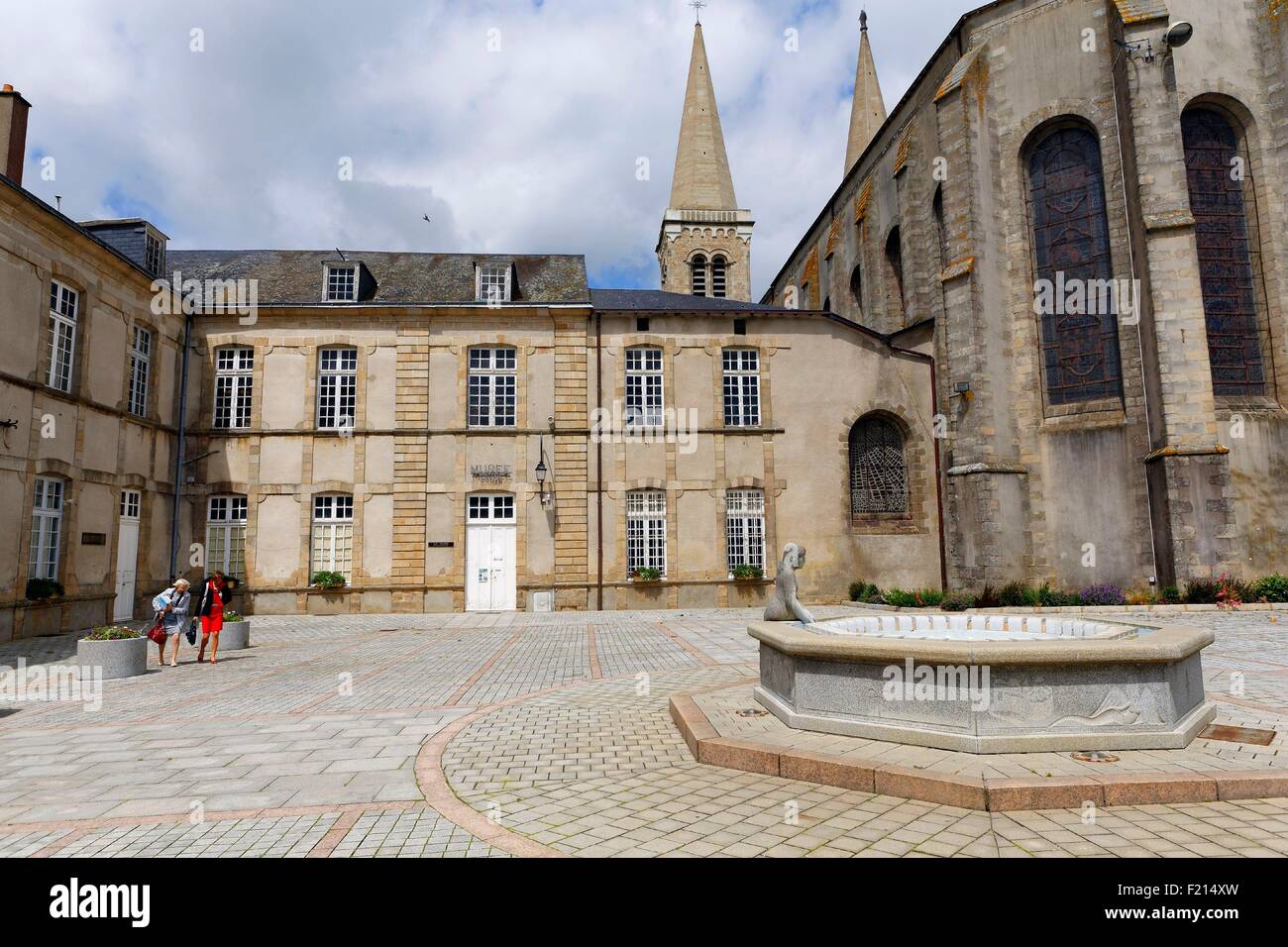 France, Deux Sevres, Mauleon, place of City Hall, fountain Stock Photo ...
