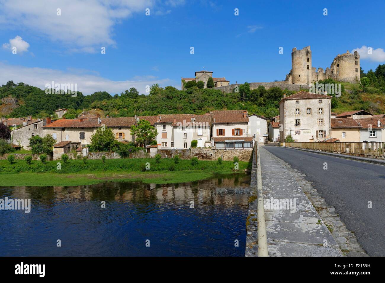 France, Charente, Saint Germain de Confolens and castle view from the ...