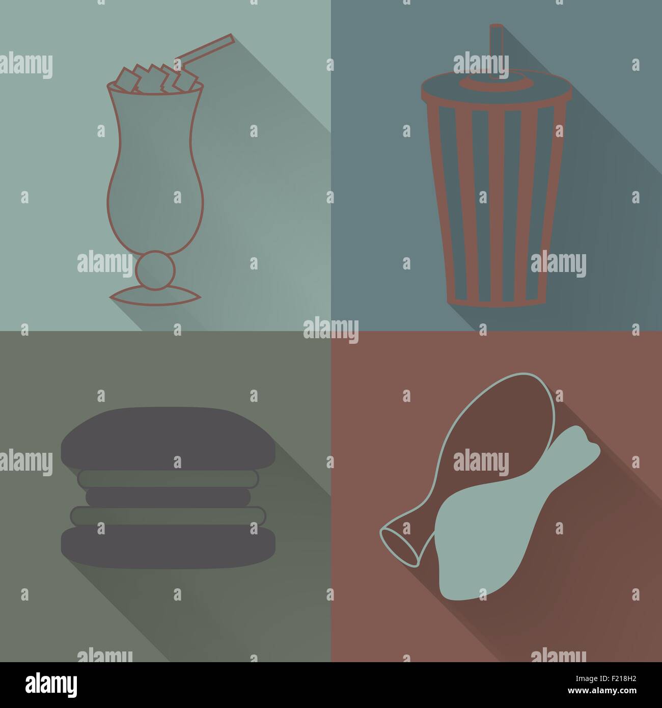 Set of four colored fast food icons Stock Vector Image & Art - Alamy