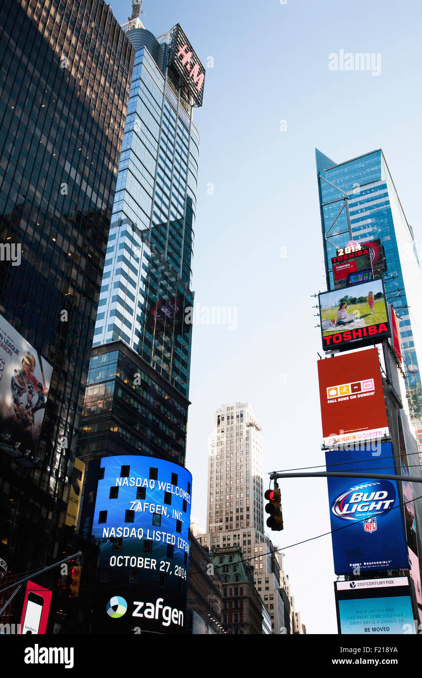 USA, New York, Manhattan, The Nasdaq stock exchange building in Times ...