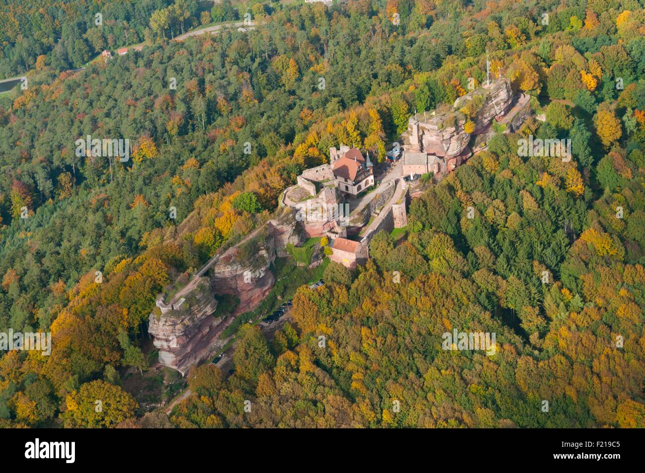 France, Bas Rhin (67), Saverne, Chateau du Haut Barr castle (aerial ...