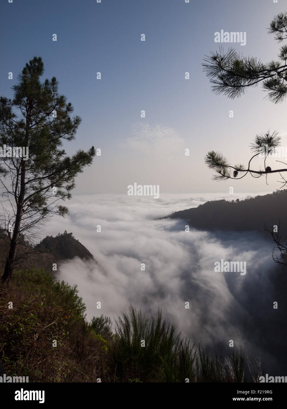 Clowds falling down the mountains in Madeira island interior Stock ...