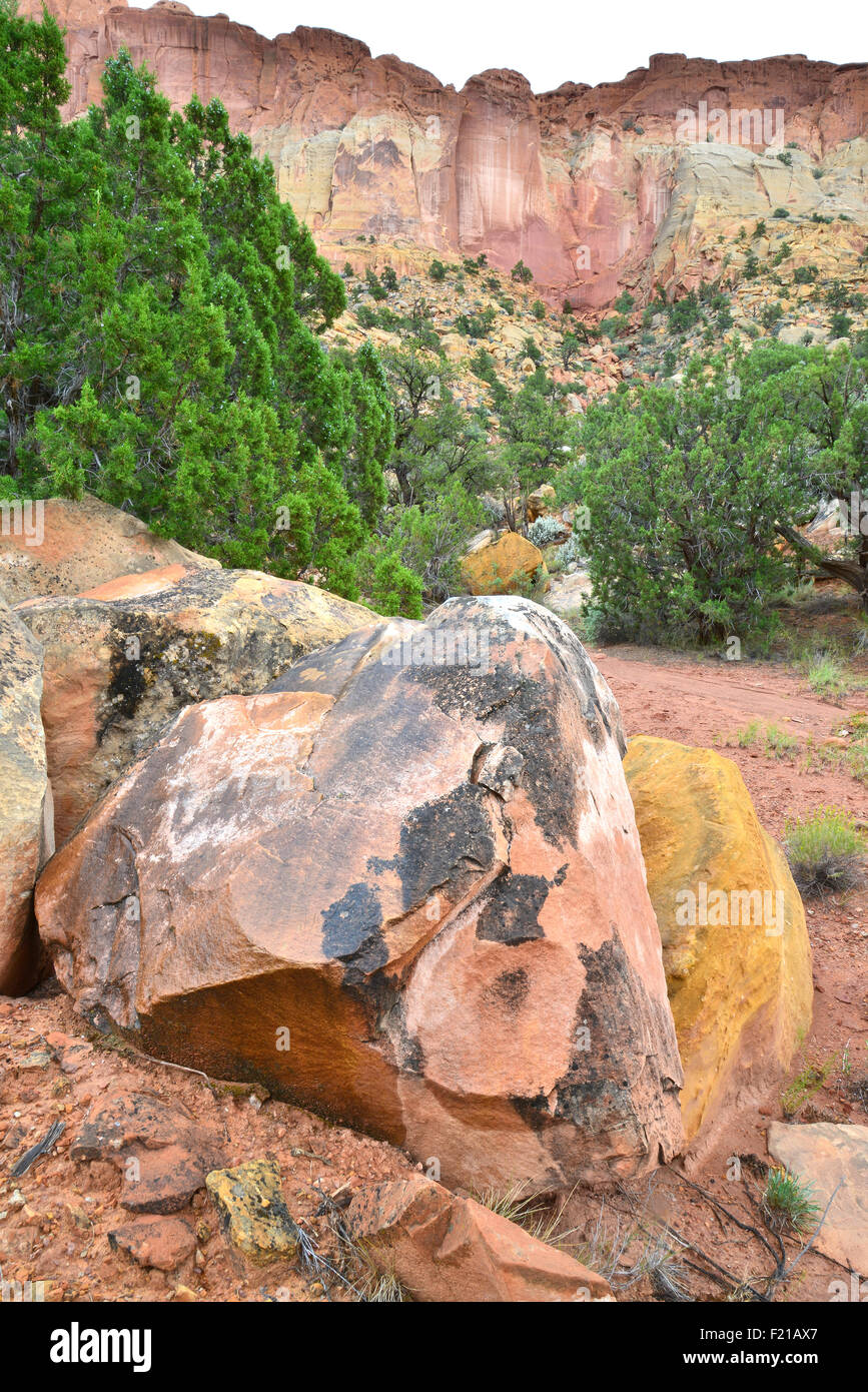 Canyon walls along Burr Trail Road (Boulder-Notom Road) in Grand ...