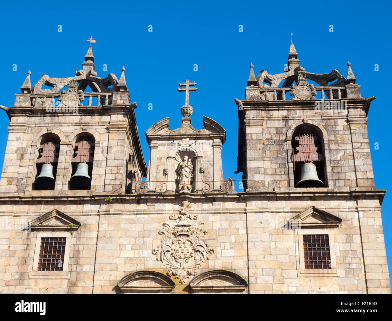 Braga Se Cathedral bell towers Stock Photo - Alamy