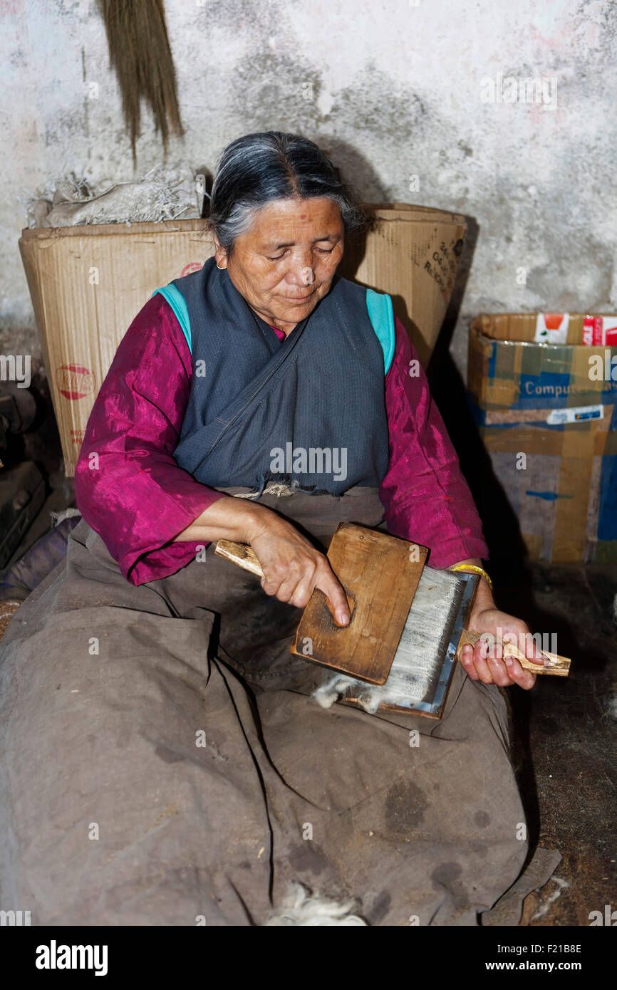India West Bengal Darjeeling Senior Tibetan woman in traditional ...