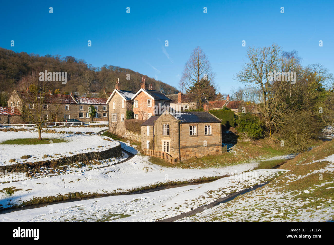 Landscape view of a rural english countryside village scene with ...