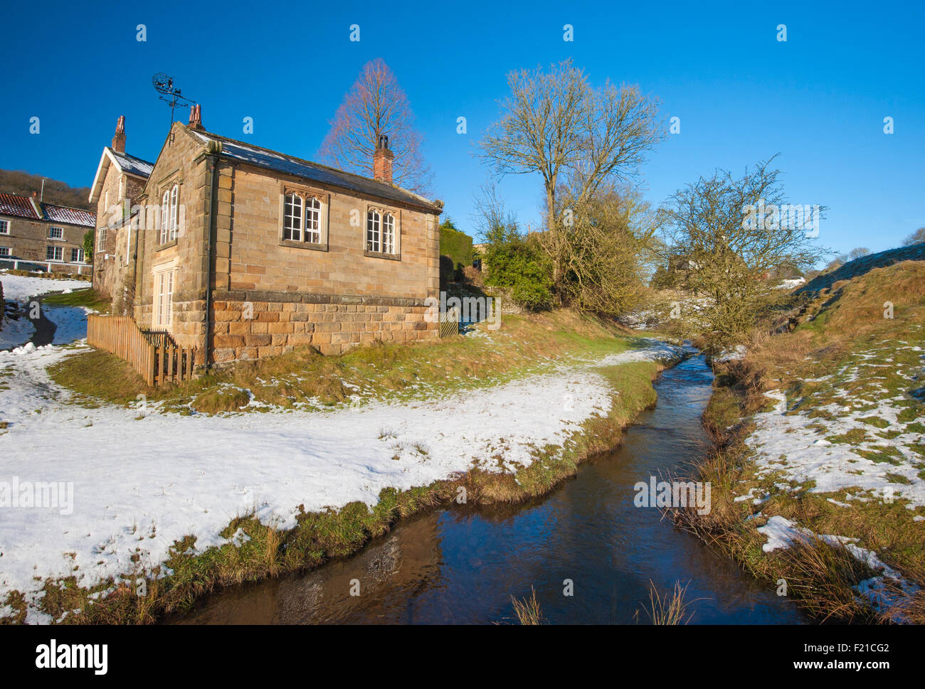 Landscape view of a rural english countryside village scene with ...