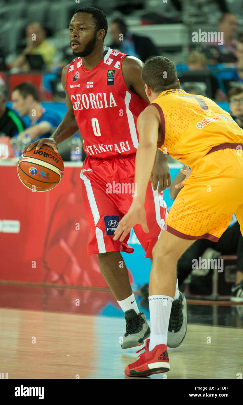 Zagreb, Croatia. 9th Sep, 2015. Jacob Pullen (L) of Georgia drives the ...