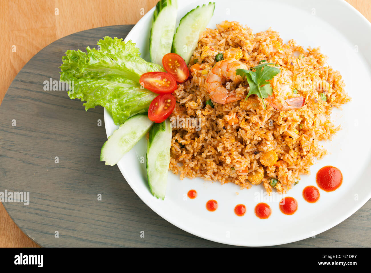 Sriracha Fried Rice with Shrimp Stock Photo - Alamy